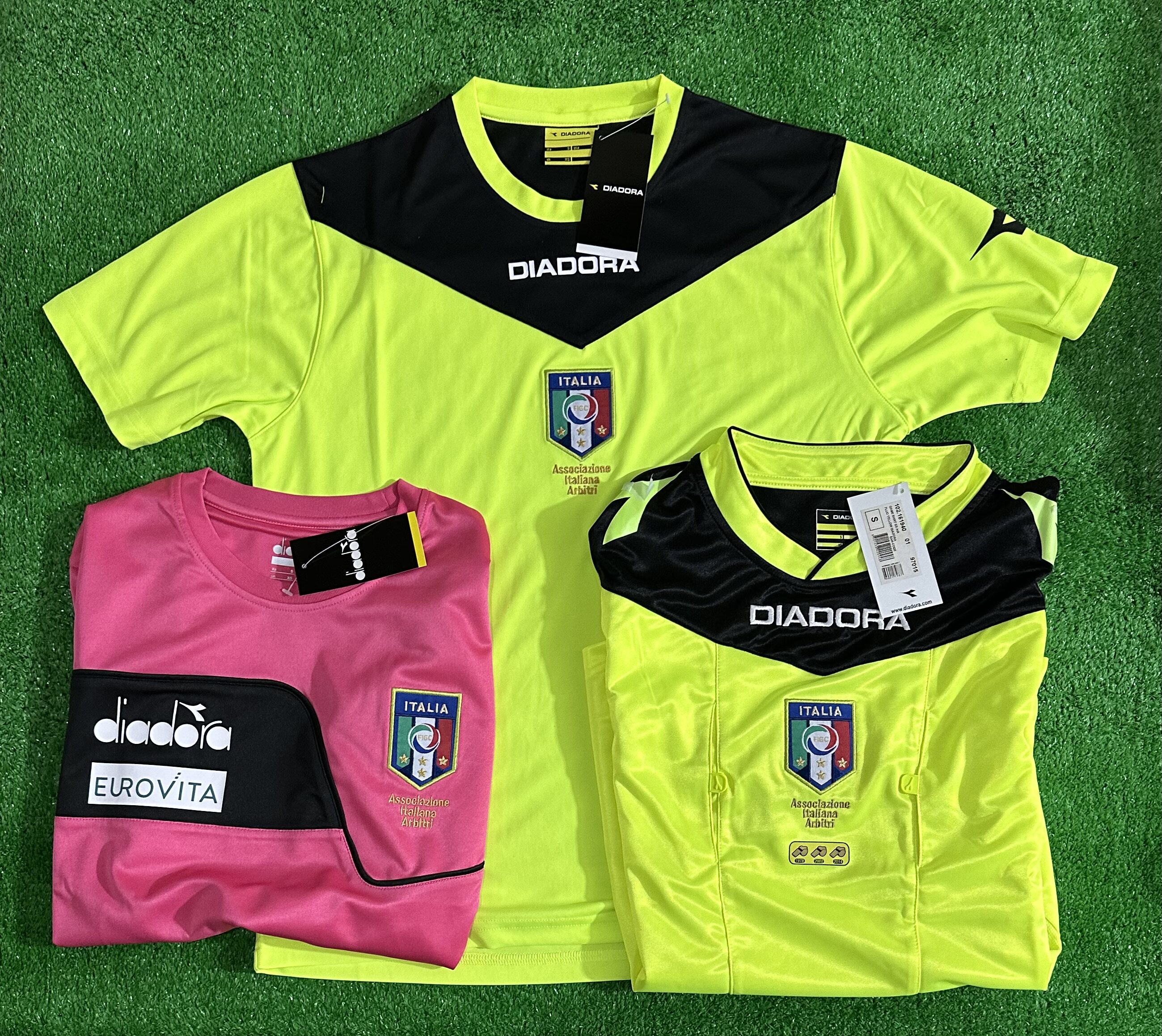 Diadora 意大利足协意甲裁判足球短袖T恤长袖裁判服球衣