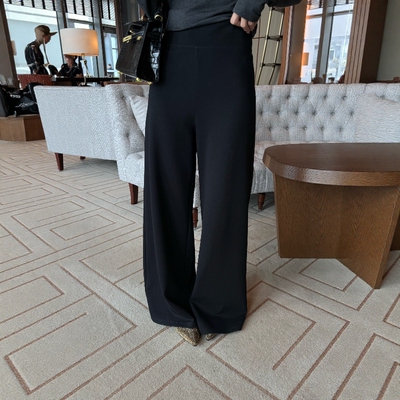 高腰垂感弹力阔腿裤女