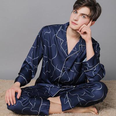 2023 men in mens pairs of mens nightgowns and spring-sleev