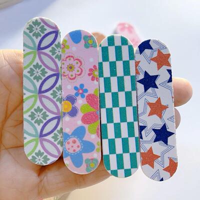 6cm Double-Sided Printed Nail File, Mini Buffing Strip with