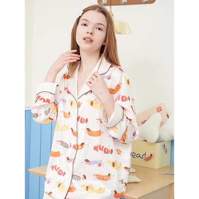 汝曼司男女冰丝原创腊肠犬印花