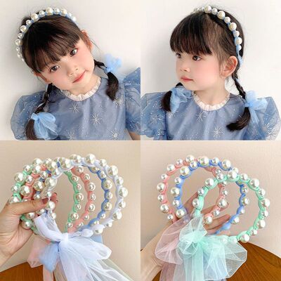 Pearl Headband Children Streamer Hair Accessories Baby Cute