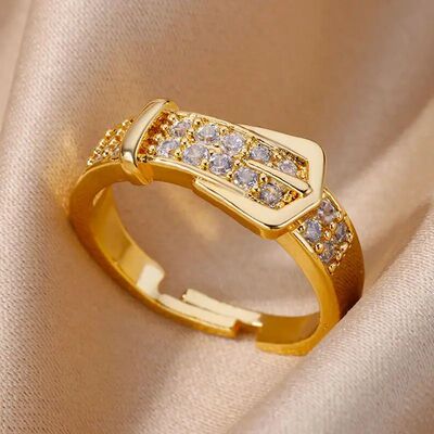 Stainless Steel Belt Rings For Women Adjustable Geometric