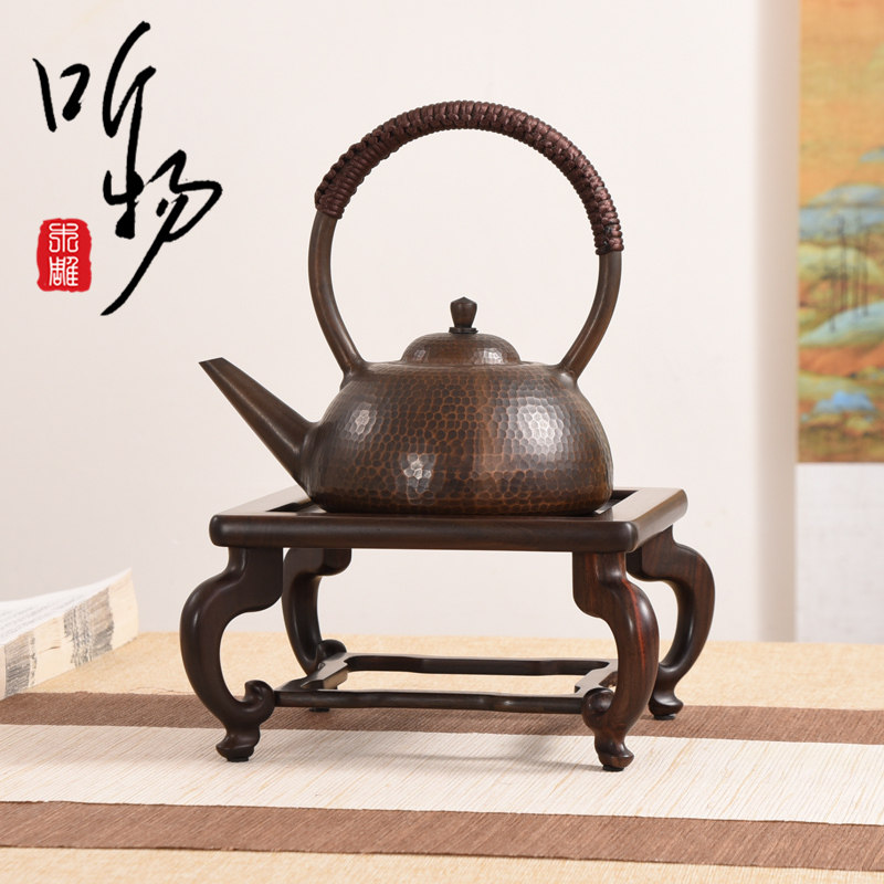 大红酸枝实木新中式兰花盆景展示加高底座茶壶香炉铜器摆件方木托