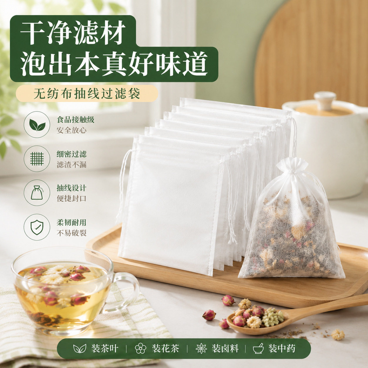 无纺布茶包袋一次性煲汤调料卤料茶叶包煎药纱布袋过滤泡茶