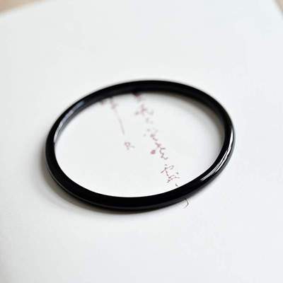 墨镯子细玉髓黑窄条玉镯黑色玛瑙手镯天然叮当女闺蜜水晶礼物