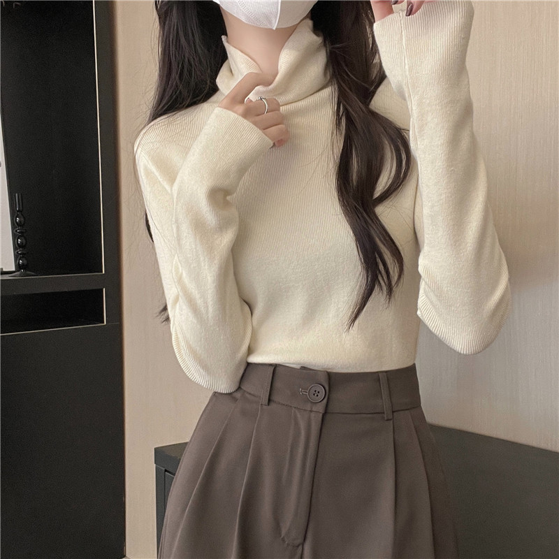 新款爆款精品女装韩版百搭柔软显瘦高领长袖针织打底衫毛衣内衣搭