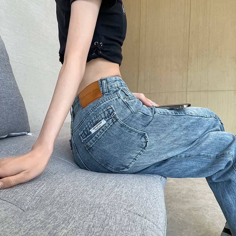 复古阔腿牛仔裤女春秋新款高腰宽松显瘦潮牌加长直筒拖地裤子百搭