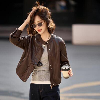 高级松感皮女春新款时GT8175-0尚衣宽立领外套小子百搭个夹克