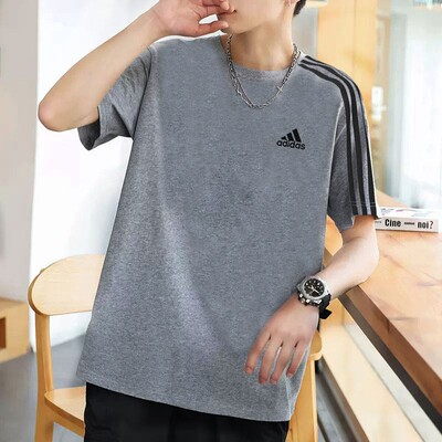 阿迪达斯男宽松纯棉短袖T恤