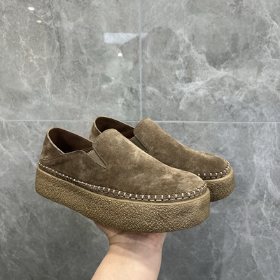 帕达索勃肯鞋复古轻质厚底男鞋一脚蹬乐福鞋反绒牛皮懒人鞋250502