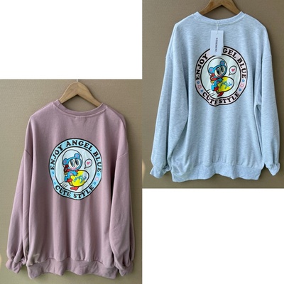 2K1-25秋款圆领长袖卫衣后背圆形卡通动漫印花宽松版上衣Z25-8