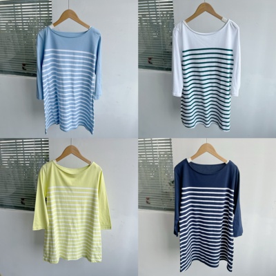 2J-25简约条纹T恤圆领套头日常通勤舒适休闲外搭内穿上衣J25-5