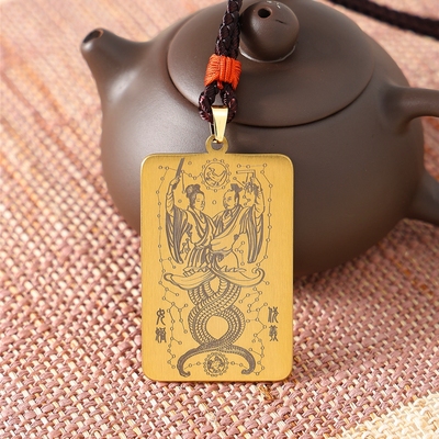 上古女娲伏羲交尾合体图钛钢吊坠