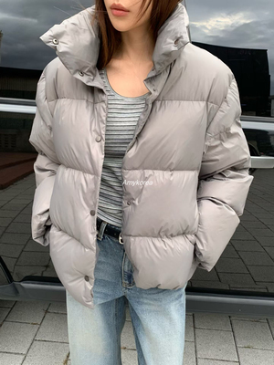 and the Amy韩代 26fw 东大门 纯色翻领 鸭绒 羽绒服 洋气百搭