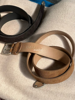 wearable Amy韩代 26fw 东大门 复古麂皮 翻毛 皮带腰带 洋气百搭