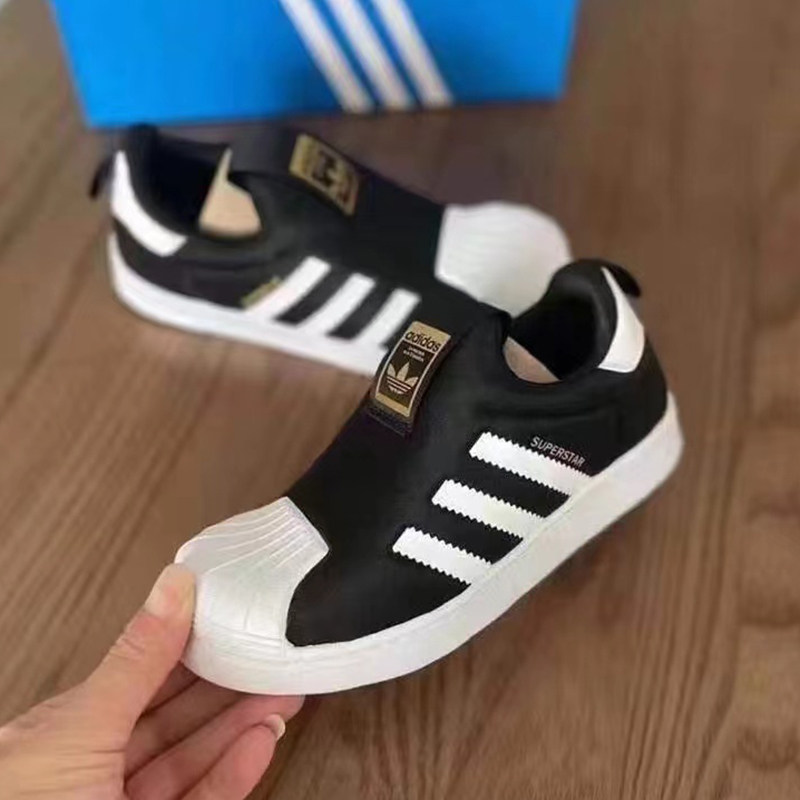 adidas阿迪达斯三叶草童鞋软底一脚蹬贝壳头运动休闲板鞋S82711_虎窝淘