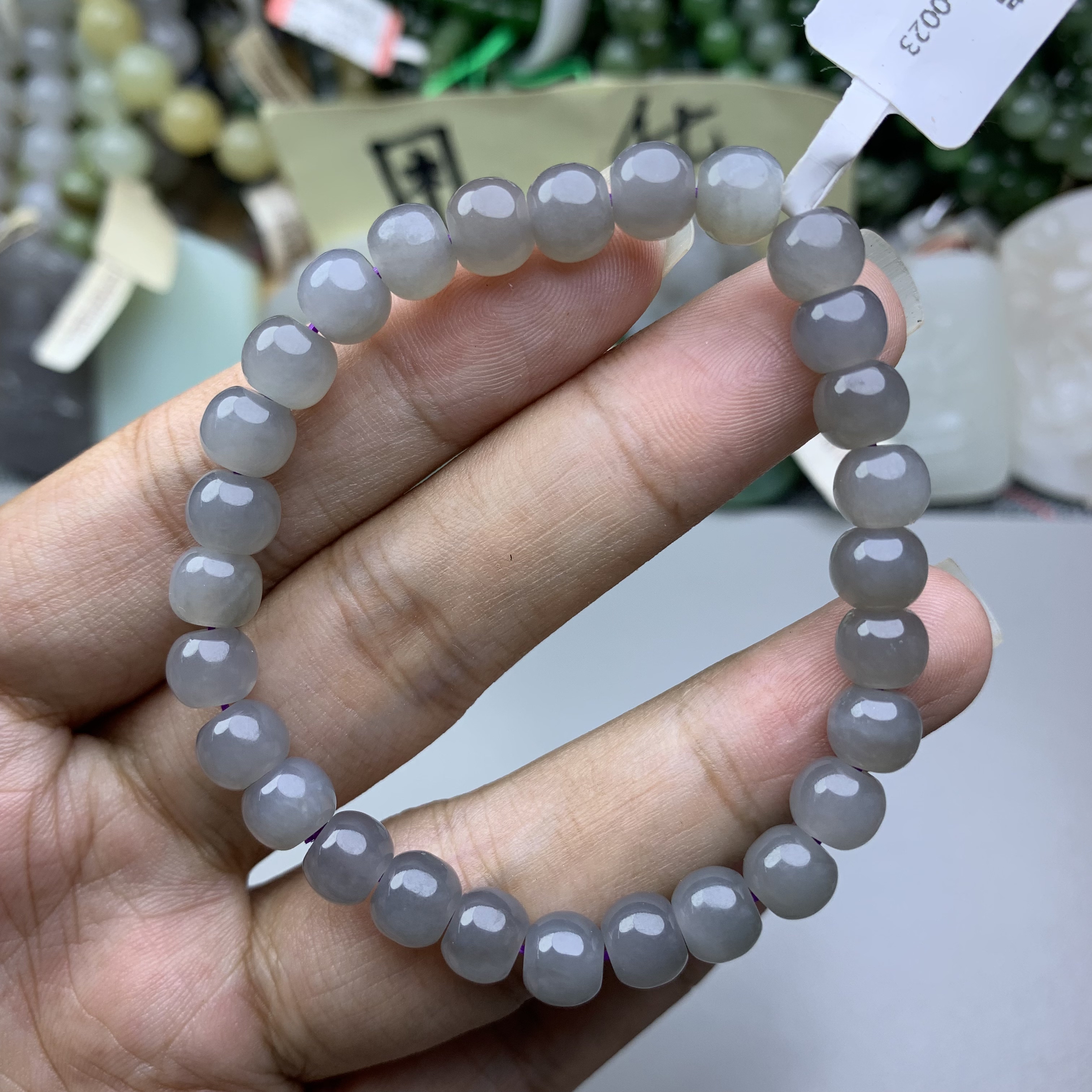 和田玉烟紫手串和田玉冰紫手串老型珠手串7mm