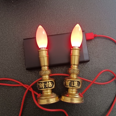 5伏e12小螺口莲花灯泡供灯佛台神桌香烛台电香炉拜佛长明红色灯泡