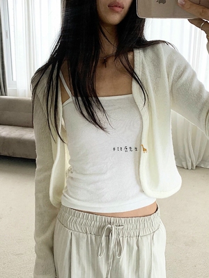 2025年秋季新款韩国东大门直邮 cover柔软短款无扣开衫针织衫