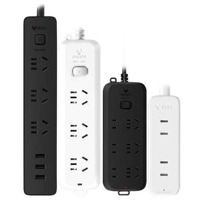 公牛插线板家用插排黑色多功能