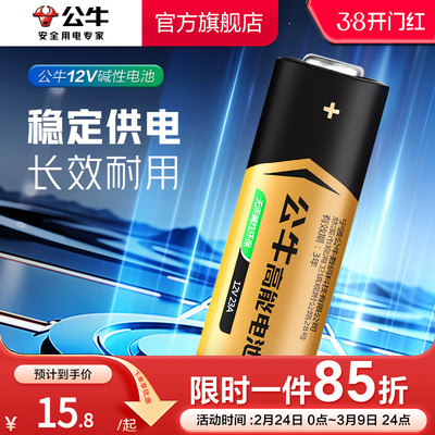 公牛23a12v遥控器电池27A12V电动车库道卷闸帘门红外防盗引闪器门铃遥控器23安12伏小号电子电池电动风扇开关