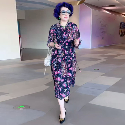 高品质！乔其纱碎花大码连衣裙