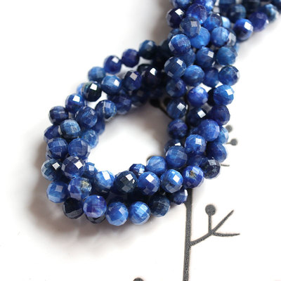 高品质！矢车菊蓝晶石切角切面5mm6mmDIY手工串珠小众配珠单颗
