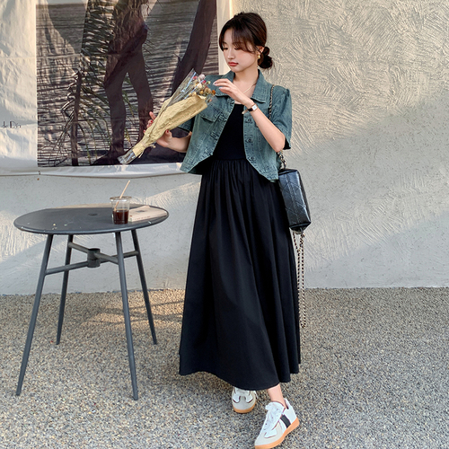 高级感短袖牛仔外套吊带连衣裙两件套女2025夏季新款甜酷风套装潮_浙宝1590927 - 杭州女装网