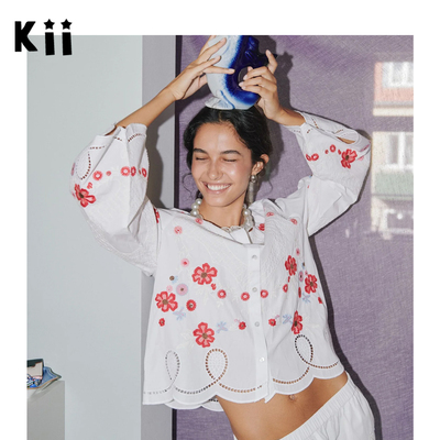 Kii丹麦正品Sissel Edelbo现货宽松圆领花卉刺绣衬衫 Vitus Shirt