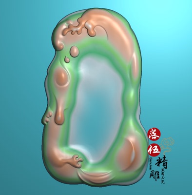 随形底01036凹底福禄蝙蝠挂件精雕图浮雕玉雕灰度图JDPBMP雕刻图