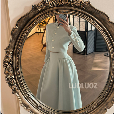 LUOLUOZ【柏林序曲】高级气质短外套＋时尚半身长裙两件套JF1968