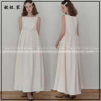 敏姐26夏韩国设计师品牌FORMYSIS 新款7月纯色褶皱无袖连衣裙