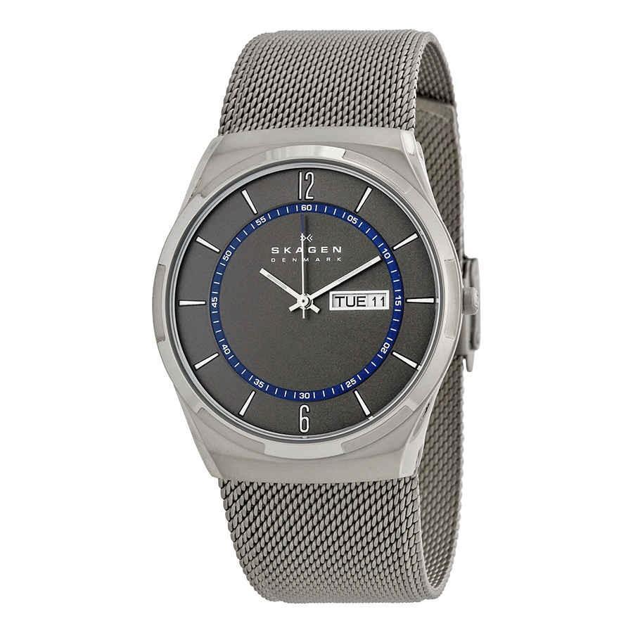 Skagen Melbye灰表盘不锈钢网格男士手表SKW6078