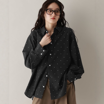 东京胖黄瓜日本代购 RAGEBLUE 女款 圆点宽松长袖衬衫 661714