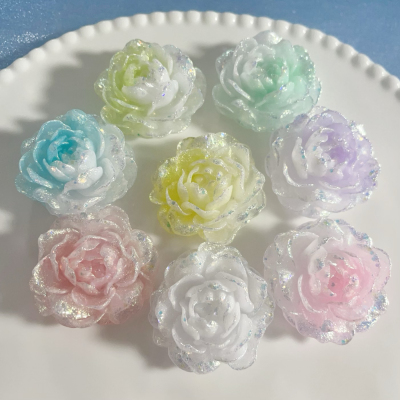 新款爆闪茉莉花卡36mm 手工DIY饰品配件萤火虫夜光树脂花