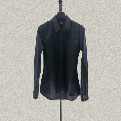 桀A jie*r 男装正品 压细褶拼色假两件春秋全棉长袖衬衫 JW40209