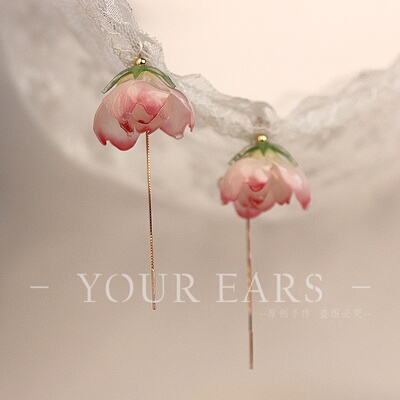 YOUR EARS原创手作热缩片花朵唯美耳线小众仙女气质森系夸张大花