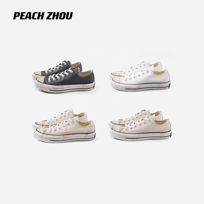 PEACHZHOU '加宽前掌'区别于常规帆布鞋擦脏做旧复古休闲低帮系带
