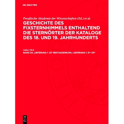 预订 23h Rektaszension, Lieferung 1: 0m–25m: 9783112702000
