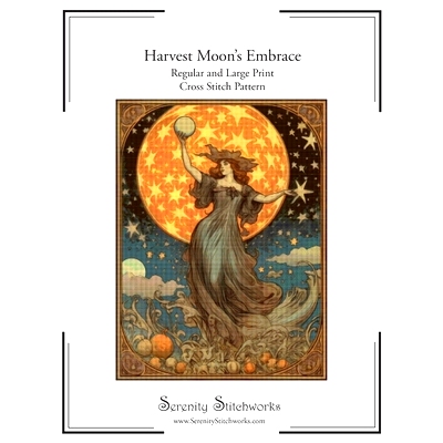 预订 Harvest Moon’s Embrace Cross Stitch Pattern: Regular and Large Print Cross Stitch Chart: 9798861907637