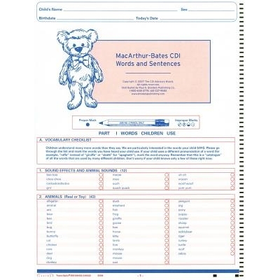 预订 MacArthur Communicative Development Inventories (CDI): Words and Sentences, NCS Scannable MacArthur-Bates交际发展存