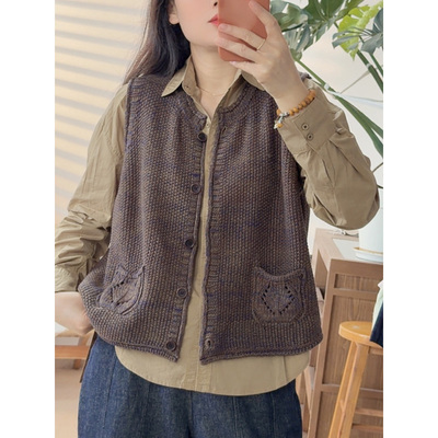 春季韩版宽松显瘦休闲百搭针织马甲女上衣2945