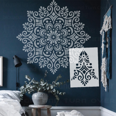 80cm-120cm模板墙绘画画镂空镂印板喷印花图案装饰墙面曼陀罗S097