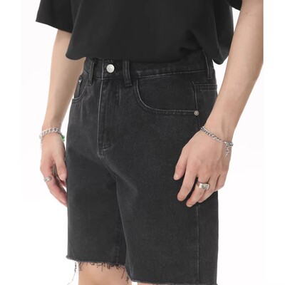 高街复古显瘦直筒男士牛仔短裤