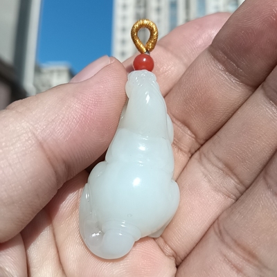 新疆和田玉羊脂玉白玉生肖马挂件