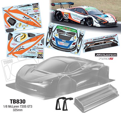 1/8McLaren720S TB830 GT3透明PC车壳 轴距325mm 合X3G 运费6元