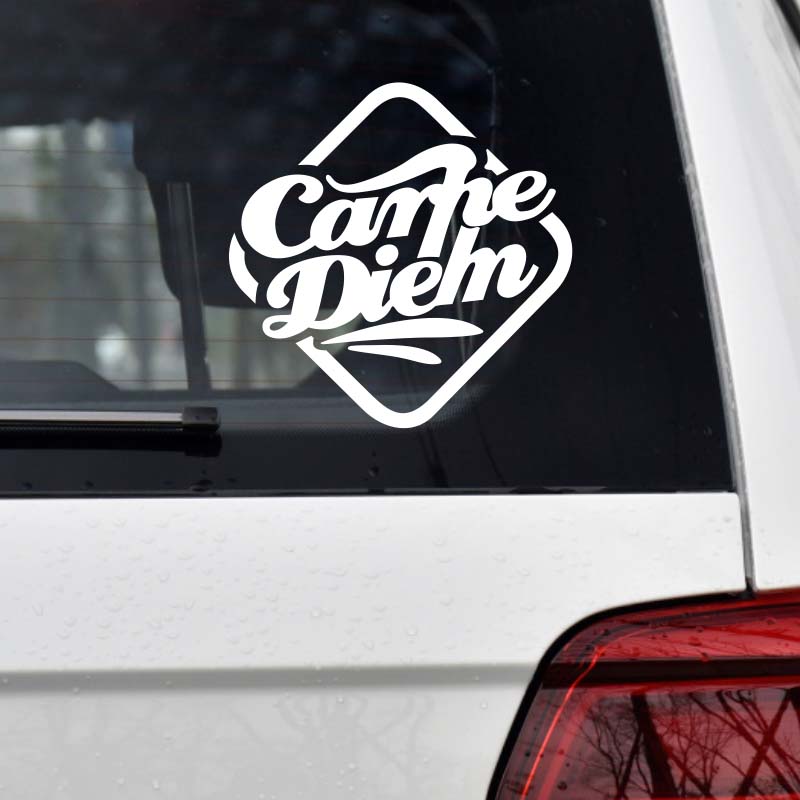 及时行乐carpe diem汽车三角窗玻璃油箱盖机车头盔摩托车反光车贴