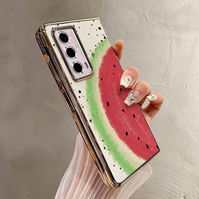 热瓜适用于荣耀MagicV6/V5/VS3/V2RSR/VS2手机壳折叠屏保护套新款高档气质电镀金边全包防摔套夏日波点大西瓜
