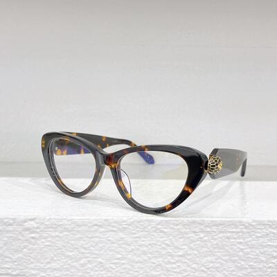 新款板材猫眼平光眼镜架男50029I时尚光学镜女可配近视片玳瑁黑白